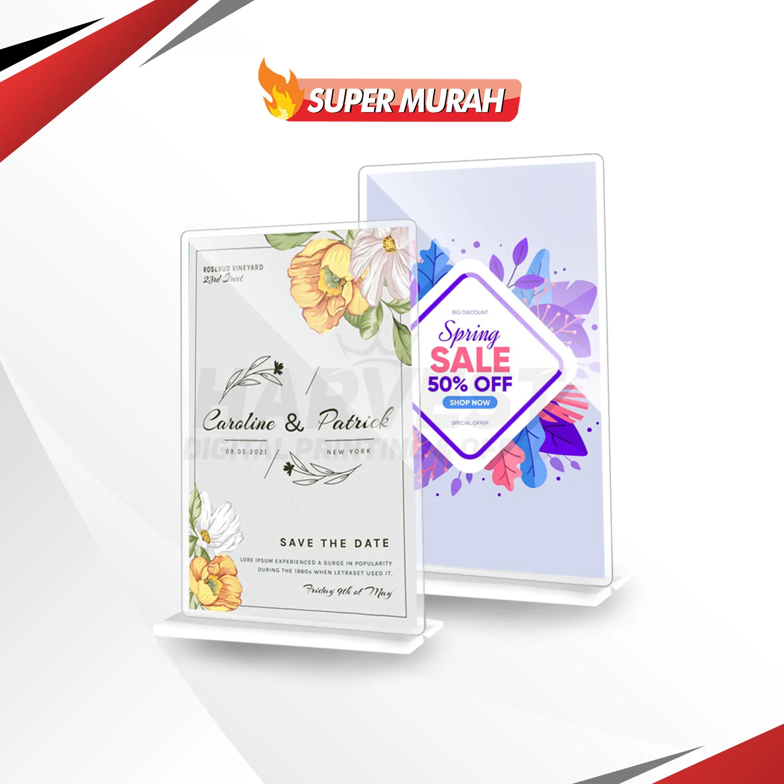 Print Tentcard Akrilik Unik A6 dan Ukuran Lainnya - Blog Harvest Printing